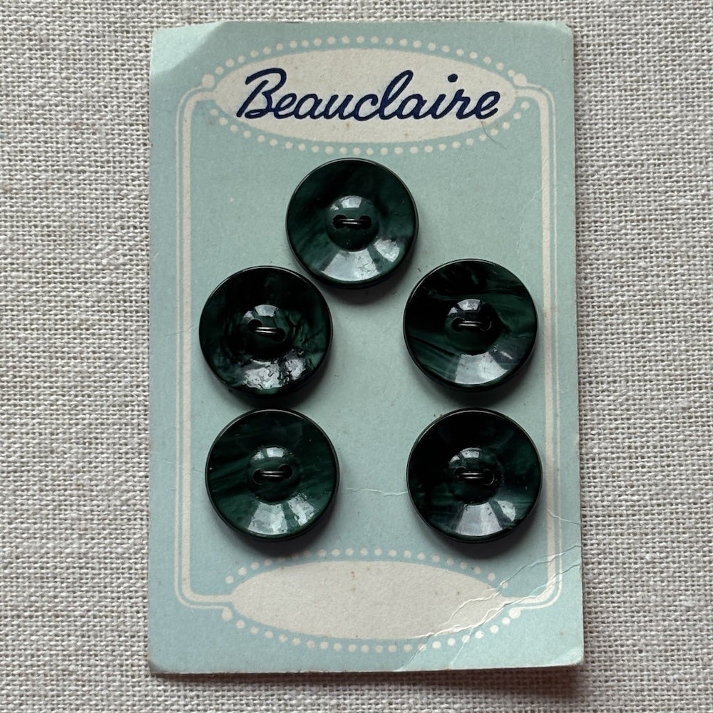 Beauclaire Forest Green Buttons on Original Card – Stitchbird